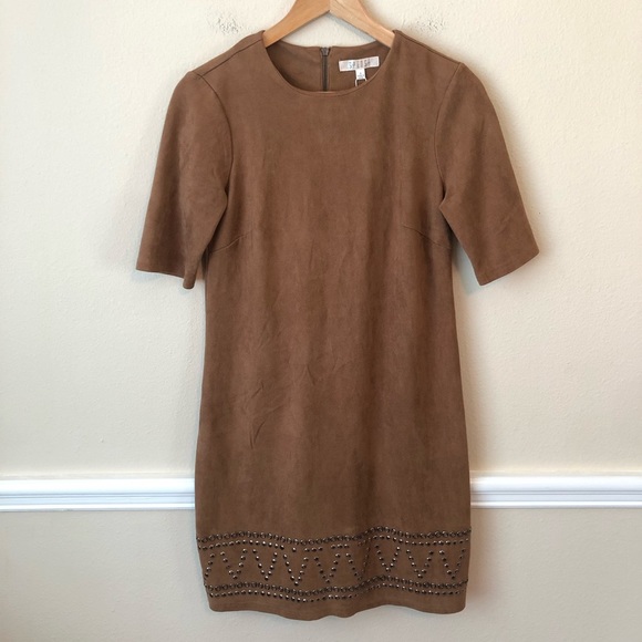 Spense | Dresses | Spense Faux Brown Suede Dress With Exposed Zipper ...